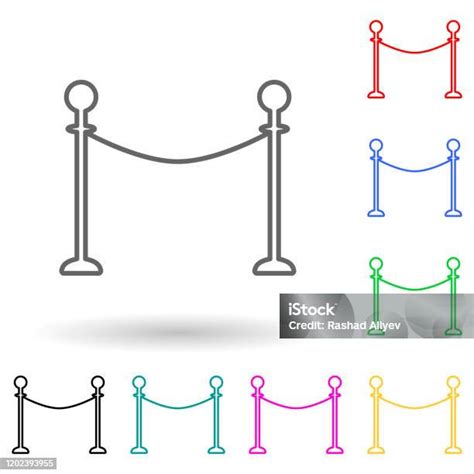 랙 가드 레일 멀티 컬러 스타일 아이콘 Ui 및 Ux 웹 사이트 또는 모바일 응용 프로그램에 대한 간단한 얇은 라인 영화