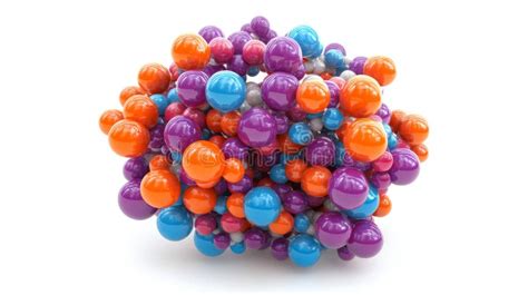 Colorful Spheres Clustered Together In A Three Dimensional Array Stock