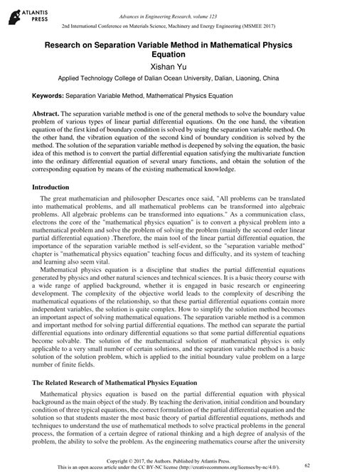 Pdf Research On Separation Variable Method In Mathematical Physics