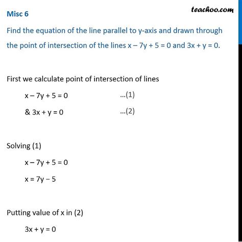 Misc Find Equation Of Line Parallel To Y Axis And Drawn
