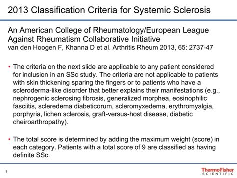 Classification Criteria For Scleroderma