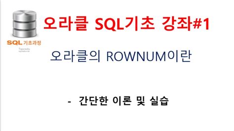 추천오라클sql기초강의추천오라클sql교육rownum 이란오라클교육sql교육오라클동영상sql동영상오라클강의sql