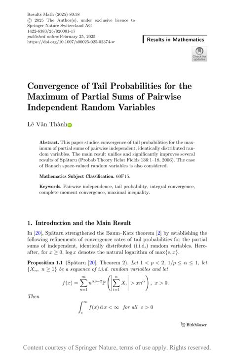 Convergence Of Tail Probabilities For The Maximum Of Partial Sums Of Pairwise Independent Random