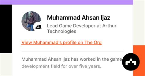 Muhammad Ahsan Ijaz Lead Game Developer At Arthur Technologies The Org