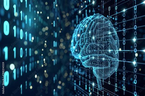 Digitized Brain Exploring The Complex World Of Numbers Binary Code Forming The Pattern Of A