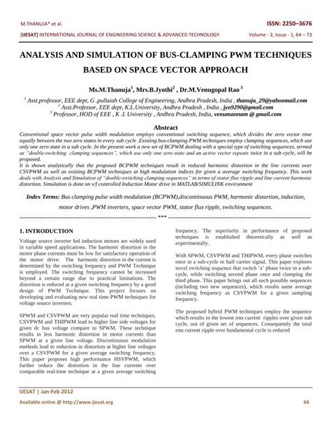 Pdf Analysis And Simulation Of Bus Clamping Space Vector Pulse Width Modulation Employs