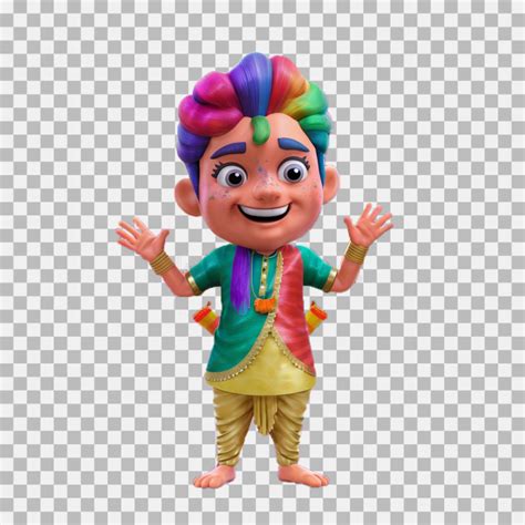 Download Holi Cartoon Character In 3d Png Stock Image Download For Free Coreldraw Design