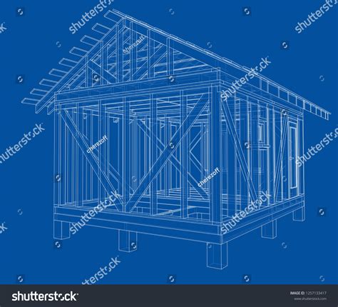 Private House Sketch Vector Rendering 3d Stock Vector Royalty Free 1257133417