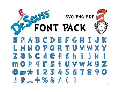 Dr Seuss Font Otf File For Cricut Design Space Cutting Fun Font Text Images Cat In The