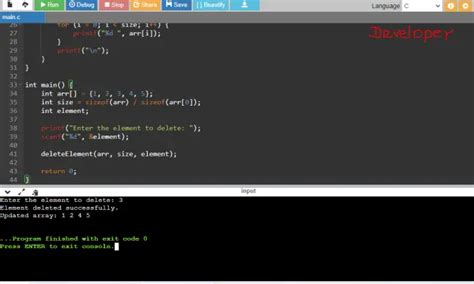 C Program To Delete An Element From An Array
