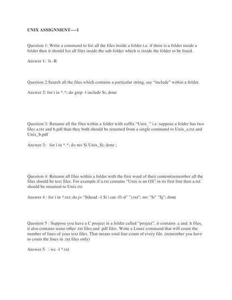 Unix Assignments Pdf Text File Computer File