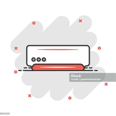 코믹 스타일의 컨디셔너 아이콘 흰색 고립 된 배경에 쿨러 만화 벡터 그림 차가운 기후 스플래시 효과 비즈니스 개념 0명에 대한