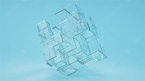 Glaswürfel Blau Raum Stereo Einfach Frisch Powerpoint Hintergrund Zum