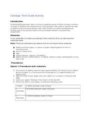 Geologic Time Scale Activity New Docx Geologic Time Scale Activity
