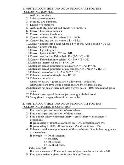 03 List Of Algorithms Flowcharts Pdf