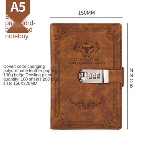 200 Pages A5 Retro Password Book With Lock Diary Thickened Creative Hand Ledger Babe Notepad