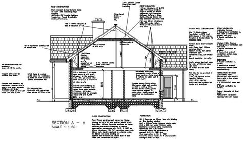 Section A A Of House With Their Structural Details In Autocad 2d Drawing Dwg File Cad File