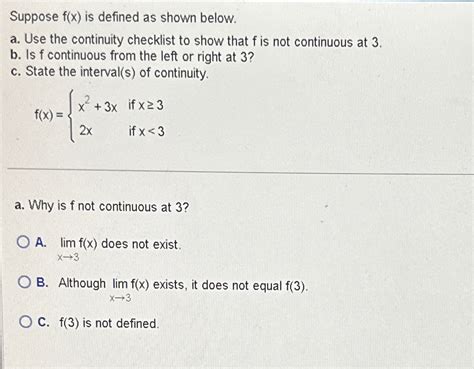 solved suppose f x ﻿is defined as shown below a ﻿use the