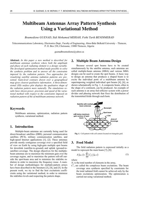 Pdf Multibeam Antennas Array Pattern Synthesis Using A Variational Method