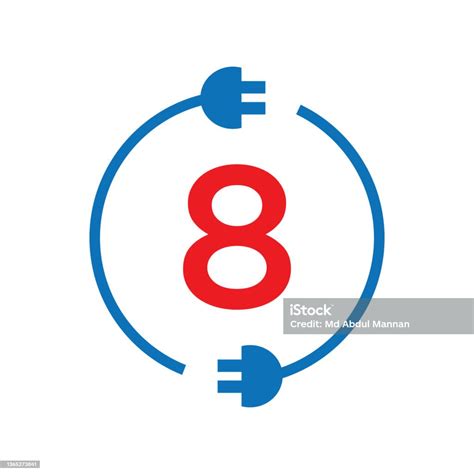 썬더 볼트 편지 8 전기 로고 전기 산업 전원 사인 전기 볼트 8 문자 로고 벡터 전력 에너지 번개 전기 뇌우에 대한 스톡 벡터 아트 및 기타 이미지 Istock