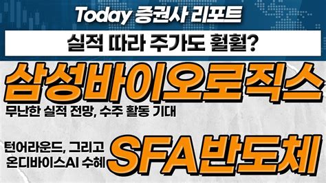 삼성바이오로직스 무난한 실적 전망 수주 활동 기대 Sfa반도체 턴어라운드 그리고 온디바이스 Ai 수혜today 증권사 리포트 20240104