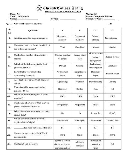 computer science xi mini mock pdf computer data storage video
