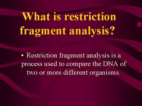 What Is Restriction Fragment Analysis Restriction Fragment Analysis