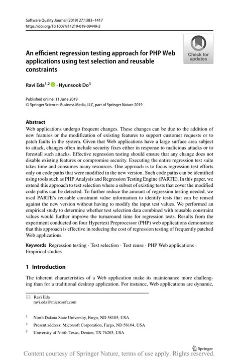 An Efficient Regression Testing Approach For Php Web Applications Using Test Selection And