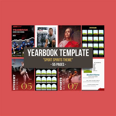 Custom Yearbook Template Keepsakes For High School Memories With Sport Spirits Theme Etsy