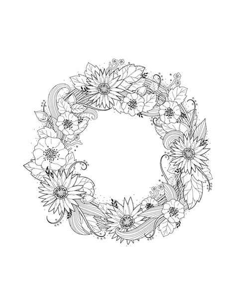 어린이와 성인을 위한 복잡한 꽃 화환 디자인 Zentangle 예술 색칠 공부 페이지 및 색칠 공부 책 프리미엄 벡터