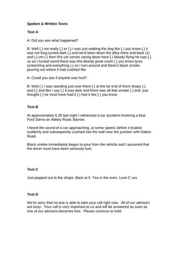 A Level English Language Spoken Discourse Full Unit Aqa Paper 1 Teaching Resources