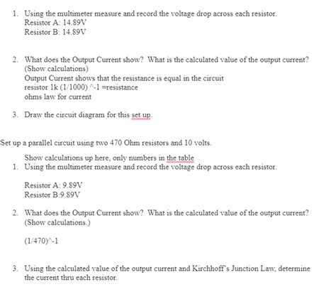 Solved 1 Using The Multimeter Measure And Record The