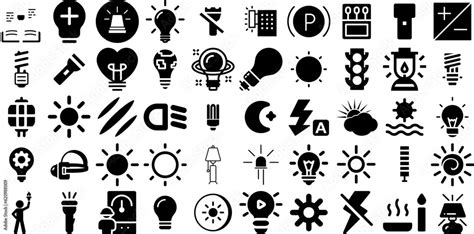 Huge Collection Of Light Icons Pack Black Simple Web Icon Tool Silhouette Set Glistering