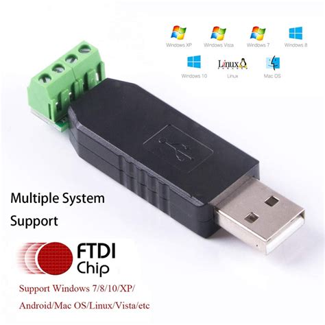 Usb To Rs232 Serial Adapter 4 Pin Terminal Block Txd Rxd Gnd Vcc Pinout With Ftdi Chip Support