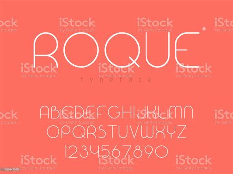 가는 선 대문자 글꼴입니다 라틴어 알파벳 문자와 숫자입니다 벡터 일러스트 기둥 머리에 대한 스톡 벡터 아트 및 기타 이미지