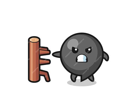 가라테 전투기로 쉼표 기호 만화 그림 프리미엄 벡터