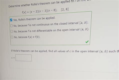 Solved Determine Whether Rolle S Theorem Can Be Applied To Chegg