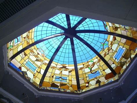 Stained Glass Dome Ceiling In A Building