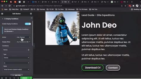 How To Use Elementor Display Conditions To Hide Sections Columns Or