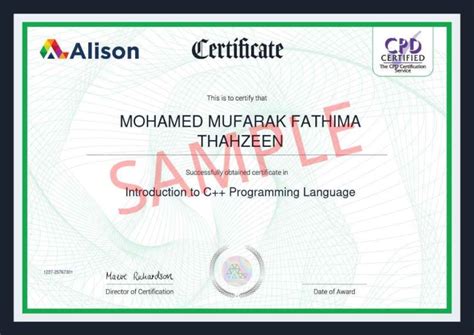 Fathima Thahzeen On Linkedin Alison Cplusplus Cprogramming Cpp