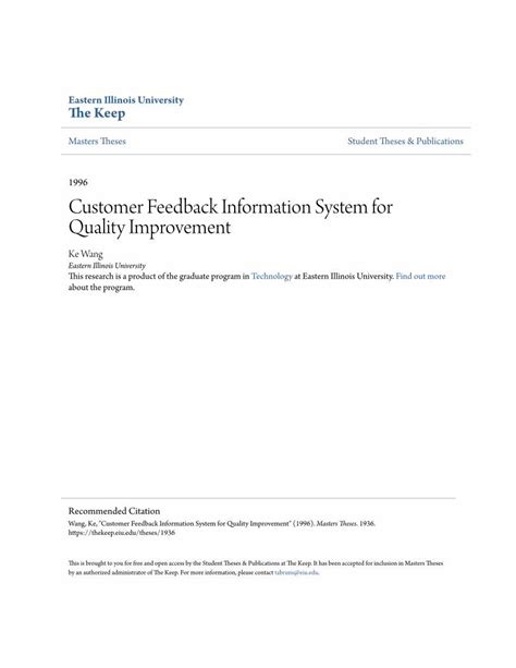 Pdf Customer Feedback Information System For Quality Improvement Dokumen Tips