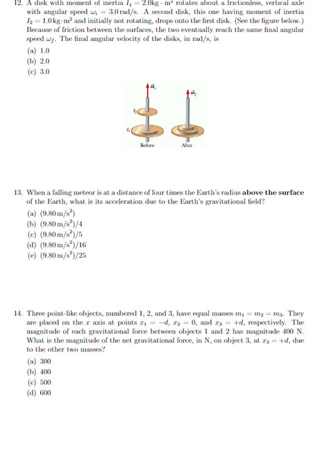 Solved A Disk With Moment Of Inertia Kg M Rotates Chegg