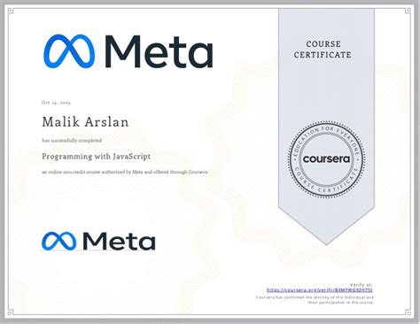 Malik Arslan On Linkedin Javascript Webdevelopment Coursera Meta