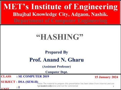 unit 1 data structure and algorithms hashing 2024 1 1 pptx