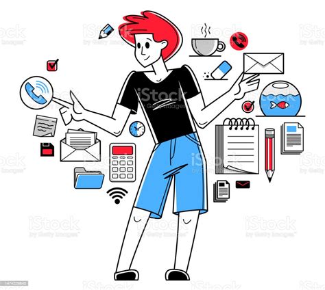 일상적인 작업 벡터 개요 그림 직원 비즈니스 및 서류 작업 관리자를 위한 회사 경력을 수행하는 회사원 개성 개념에 대한 스톡 벡터 아트 및 기타 이미지 Istock