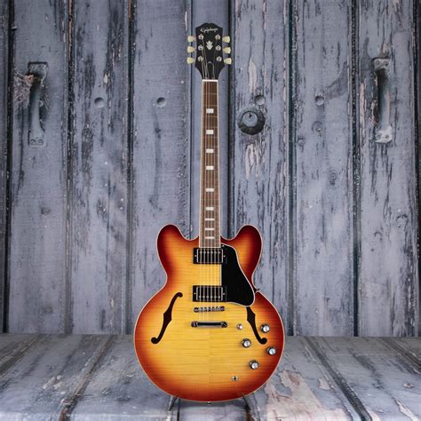 Epiphone Es 335 Figured Semi Hollowbody Raspberry Tea Burst For Sale Replay Guitar