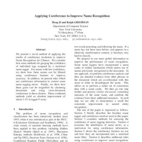 Applying Coreference To Improve Name Recognition Acl Anthology