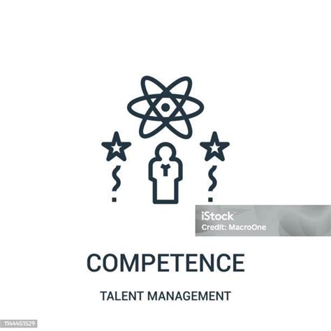 인재 관리 컬렉션의 역량 아이콘 벡터입니다 얇은 라인 역량 개요 아이콘 벡터 일러스트 레이 션 개발에 대한 스톡 벡터 아트 및