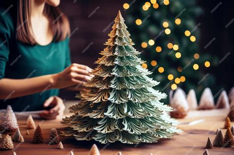 Premium Ai Image Crafting Christmas Magic Womans Handcrafted Tree