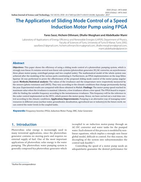 Pdf The Application Of Sliding Mode Control Of A Speed Induction